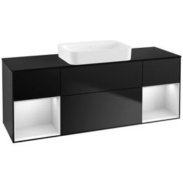 Villeroy & Boch Villeroy und Boch Finion Waschtischunterschrank G742MTPD 160x60,3x50,1cm, Regale White matt lacquer, Black matt lacquer