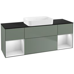 Villeroy & Boch Villeroy und Boch Finion Waschtischunterschrank G742MTGM 160x60,3x50,1cm, Regale White matt lacquer, Olive Matt Lacquer