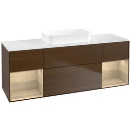Villeroy & Boch Villeroy und Boch Finion Waschtischunterschrank F741PCGN 160x60,3x50,1cm, Regale Oak Veneer, Walnut veneer