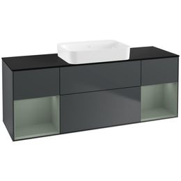 Villeroy & Boch Villeroy und Boch Finion Waschtischunterschrank G742GMHG 160x60,3x50,1cm, Regale Olive matt lacquer, Midnight Blue Matt Lacquer
