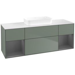 Villeroy & Boch Villeroy und Boch Finion Waschtischunterschrank F741GKGM 160x60,3x50,1cm, Regale Anthracite matt lacquer, Olive Matt Lacquer