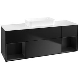 Villeroy & Boch Villeroy und Boch Finion Waschtischunterschrank F741PDPD 160x60,3x50,1cm, Regale Black matt lacquer, Black matt lacquer