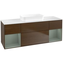 Villeroy & Boch Villeroy und Boch Finion Waschtischunterschrank F741GMGN 160x60,3x50,1cm, Regale Olive matt lacquer, Walnut veneer