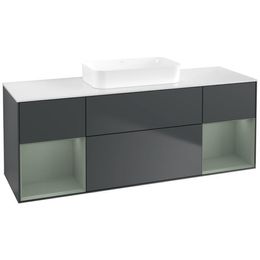 Villeroy & Boch Villeroy und Boch Finion Waschtischunterschrank F741GMHG 160x60,3x50,1cm, Regale Olive matt lacquer, Midnight Blue Matt Lacquer