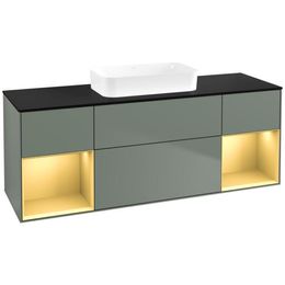 Villeroy & Boch Villeroy und Boch Finion Waschtischunterschrank F742HFGM 160x60,3x50,1cm, Regale Gold matt lacquer, Olive Matt Lacquer