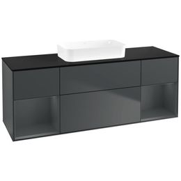 Villeroy & Boch Villeroy und Boch Finion Waschtischunterschrank F742HGHG 160x60,3x50,1cm, Regale Midnight matt lacquer, Midnight Blue Matt Lacquer