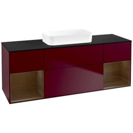 Villeroy & Boch Villeroy und Boch Finion Waschtischunterschrank F742GNHB 160x60,3x50,1cm, Regale Walnut veneer, Peony Matt