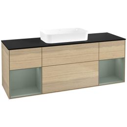 Villeroy & Boch Villeroy und Boch Finion Waschtischunterschrank F742GMPC 160x60,3x50,1cm, Regale Olive matt lacquer, Oak Veneer