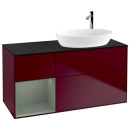 Villeroy & Boch Villeroy und Boch Finion Waschtischunterschrank F922GMHB 120cm, Abdeckplatte black matt, Regale Olive matt lacquer, Peony Matt