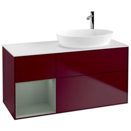 Villeroy & Boch Villeroy und Boch Finion Waschtischunterschrank F921GMHB 120cm, Abdeckplatte white matt, Regale Olive matt lacquer, Peony Matt