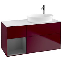Villeroy & Boch Villeroy und Boch Finion Waschtischunterschrank F921GKHB 120cm, Abdeckplatte white matt, Regale Anthracite matt lacquer, Peony Matt