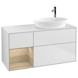Villeroy & Boch Villeroy und Boch Finion Waschtischunterschrank F921PCMT 120cm, Abdeckplatte white matt, Regale Oak Veneer, White matt lacquer