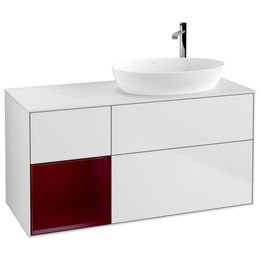 Villeroy & Boch Villeroy und Boch Finion Waschtischunterschrank G921HBMT 120cm, Abdeckplatte white matt, Emotion, Regale Peony matt lacquer, White matt lacquer