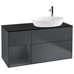 Villeroy & Boch Villeroy und Boch Finion Waschtischunterschrank G922HGHG 120cm, Abdeckplatte black matt, Emotion, Regale Midnight matt lacquer, Midnight Blue Matt Lacquer