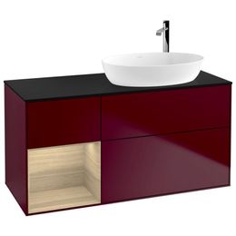 Villeroy & Boch Villeroy und Boch Finion Waschtischunterschrank G922PCHB 120cm, Abdeckplatte black matt, Emotion, Regale Oak Veneer, Peony Matt