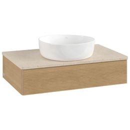 Villeroy & Boch Villeroy und Boch Antao Waschtisch-Unterschrank L08113HN mit Beleuchtung mit Struktur, 80x19x50cm, Waschbeckenplattenfarbe botticino, honey oak