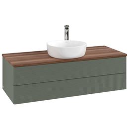 Villeroy & Boch Villeroy und Boch Antao Waschtisch-Unterschrank L21152HL 120x36x50cm, Hahnloch, Waschbeckenplattenfarbe warm walnut, leaf green matt lacquer
