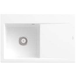 Villeroy & Boch Villeroy und Boch Subway Style 45 Flat Einbausp&uuml;le 334801RW links, mit Ablaufgarnitur, Handbet&auml;tigung, stone white CeramicPlus, 78 x 51 cm