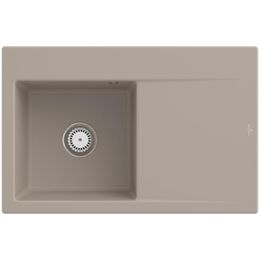 Villeroy & Boch Villeroy und Boch Subway Style 45 Flat Einbausp&uuml;le 334801AM links, mit Ablaufgarnitur, Handbet&auml;tigung, almond CeramicPlus, 78 x 51 cm