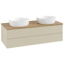 Villeroy & Boch Villeroy und Boch Antao Waschtisch-Unterschrank L24111HJ mit Beleuchtung, 120x36x50cm, Waschbeckenplattenfarbe honey oak, silk grey matt lacquer