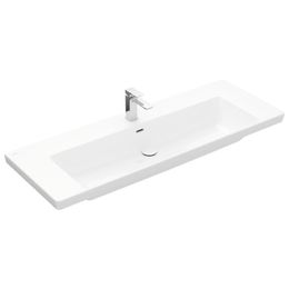 Villeroy & Boch Villeroy und Boch Subway 3.0 Schrank-Waschtisch 4A70D5R1 130x47cm, mit 1 Hahnloch/mit &Uuml;berlauf, wei&szlig; C-plus