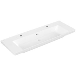 Villeroy & Boch Villeroy und Boch Subway 3.0 Schrank-Waschtisch 4A70D4RW 130x47cm, mit 2 Hahnl&ouml;cher/mit &Uuml;berlauf, stone white C-plus