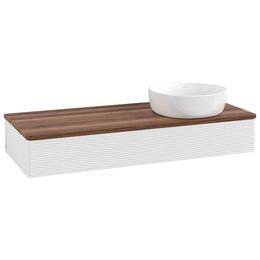 Villeroy & Boch Villeroy und Boch Antao Waschtisch-Unterschrank K12112GF 120x19x50cm, Waschbeckenplattenfarbe warm walnut, glossy white lacquer