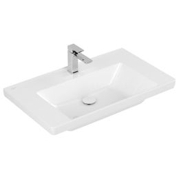 Villeroy & Boch Villeroy und Boch Subway 3.0 Schrank-Waschtisch 4A708101 80x47cm, mit 1 Hahnloch/ohne &Uuml;berlauf, wei&szlig;