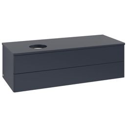 Villeroy & Boch Villeroy und Boch Antao Waschtisch-Unterschrank L22010HG mit Beleuchtung, 120x36x50cm, Waschbeckenplattenfarbe Lack, midnight blue matt lacquer