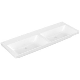 Villeroy & Boch Villeroy und Boch Subway 3.0 Schrank-Doppelwaschtisch 4A71D301 130x47cm, ohne Hahnloch/ohne &Uuml;berlauf, wei&szlig;
