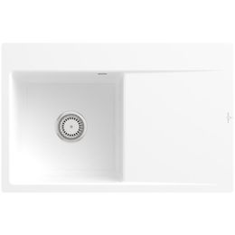Villeroy & Boch Villeroy und Boch Subway Style 45 Flat Fl&auml;chenb&uuml;ndige Sp&uuml;le 33481FRW links, mit Ablaufgarnitur, Handbet&auml;tigung, stone white CeramicPlus, 78 x 51 cm