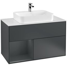 Villeroy & Boch Villeroy und Boch Finion Waschtischunterschrank G361HGHG 100cm, Abdeckplatte white matt, Emotion, Regal links Midnight Blue Matt Lacquer, Midnight Blue Matt Lacquer
