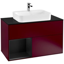 Villeroy & Boch Villeroy und Boch Finion Waschtischunterschrank F362PDHB 100cm, Abdeckplatte black matt, Regal links Black matt lacquer, Peony Matt