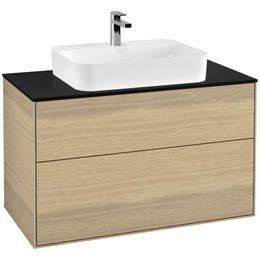 Villeroy & Boch Villeroy und Boch Finion Waschtischunterschrank G35200PC 100x60,3cm, Emotion, Abdeckplatte black matt, Oak Veneer