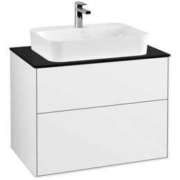 Villeroy & Boch Villeroy und Boch Finion Waschtischunterschrank G34200GF 80x60,3cm, Emotion, Abdeckplatte black matt, Glossy white lacquer