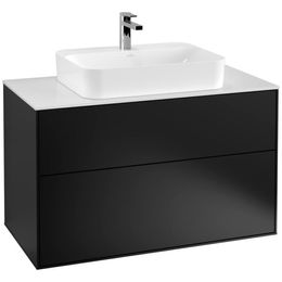Villeroy & Boch Villeroy und Boch Finion Waschtischunterschrank F35100PD 100x60,3cm, Abdeckplatte white matt, Black matt lacquer