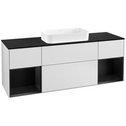 Villeroy & Boch Villeroy und Boch Finion Waschtischunterschrank G332PDMT 160cm, Abdeckplatte black matt, Emotion, Regale Black matt lacquer, White matt lacquer