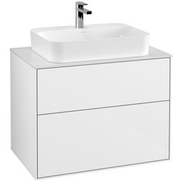 Villeroy & Boch Villeroy und Boch Finion Waschtischunterschrank F34100GF 80x60,3cm, Abdeckplatte white matt, Glossy white lacquer