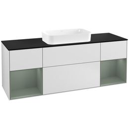 Villeroy & Boch Villeroy und Boch Finion Waschtischunterschrank F332GMMT 160x60,3cm, Abdeckplatte black matt, Regale Olive matt lacquer, White matt lacquer