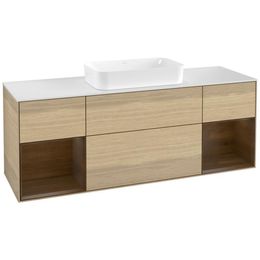 Villeroy & Boch Villeroy und Boch Finion Waschtischunterschrank G331GNPC 160cm, Abdeckplatte white matt, Emotion, Regale Walnut veneer, Oak Veneer