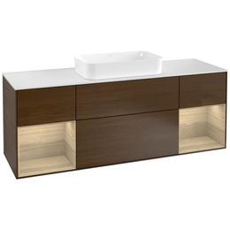 Villeroy & Boch Villeroy und Boch Finion Waschtischunterschrank G331PCGN 160cm, Abdeckplatte white matt, Emotion, Regale Oak Veneer, Walnut veneer
