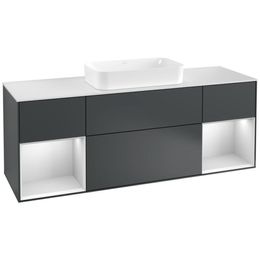 Villeroy & Boch Villeroy und Boch Finion Waschtischunterschrank G331MTHG 160cm, Abdeckplatte white matt, Emotion, Regale White matt lacquer, Midnight Blue Matt Lacquer