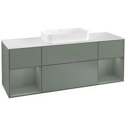 Villeroy & Boch Villeroy und Boch Finion Waschtischunterschrank G331GMGM 160cm, Abdeckplatte white matt, Emotion, Regale Olive matt lacquer, Olive Matt Lacquer