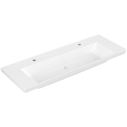 Villeroy & Boch Villeroy und Boch Subway 3.0 Schrank-Waschtisch 4A70D1RW 130x47cm, mit 2 Hahnl&ouml;cher/ohne &Uuml;berlauf, stone white C-plus