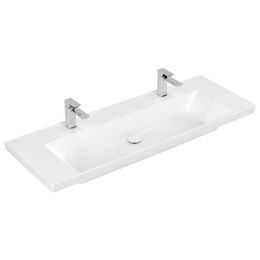 Villeroy & Boch Villeroy und Boch Subway 3.0 Schrank-Waschtisch 4A70D1R1 130x47cm, mit 2 Hahnl&ouml;cher/ohne &Uuml;berlauf, wei&szlig; C-plus