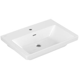 Villeroy & Boch Villeroy und Boch Subway 3.0 Schrank-Waschtisch 4A706501 65x47cm, mit 1 Hahnloch/mit &Uuml;berlauf, wei&szlig;