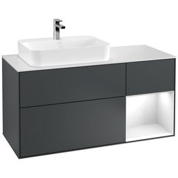 Villeroy & Boch Villeroy und Boch Finion Waschtischunterschrank G401GFHG 120cm, Abdeckplatte white matt, Emotion, Regal rechts Glossy white lacquer, Midnight Blue Matt Lacquer