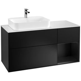Villeroy & Boch Villeroy und Boch Finion Waschtischunterschrank G401PDPD 120cm, Abdeckplatte white matt, Emotion, Regal rechts Black matt lacquer, Black matt lacquer