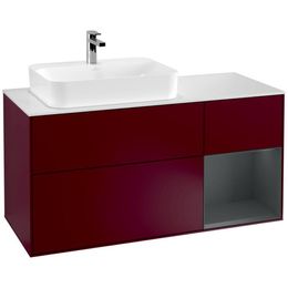 Villeroy & Boch Villeroy und Boch Finion Waschtischunterschrank G401HGHB 120cm, Abdeckplatte white matt, Emotion, Regal rechts Midnight Blue Matt Lacquer, Peony Matt