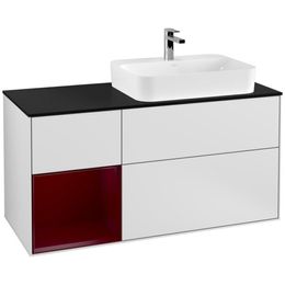 Villeroy & Boch Villeroy und Boch Finion Waschtischunterschrank G392HBMT 120cm, Abdeckplatte black matt, Emotion, Regal links Peony, White matt lacquer